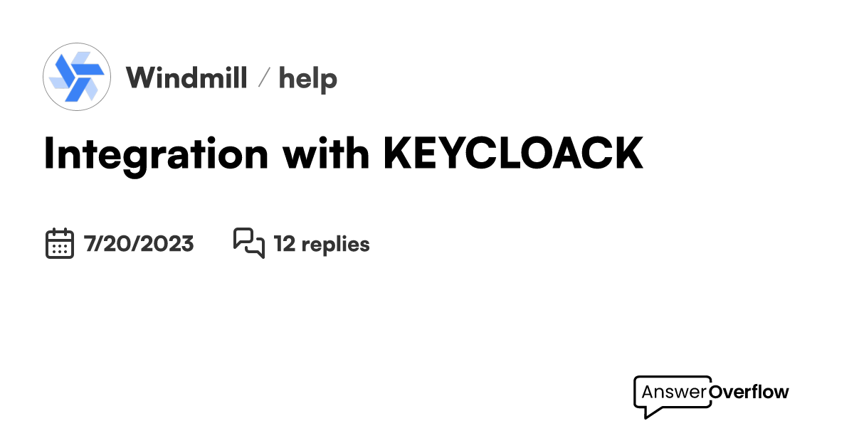 Integration with KEYCLOACK - Windmill